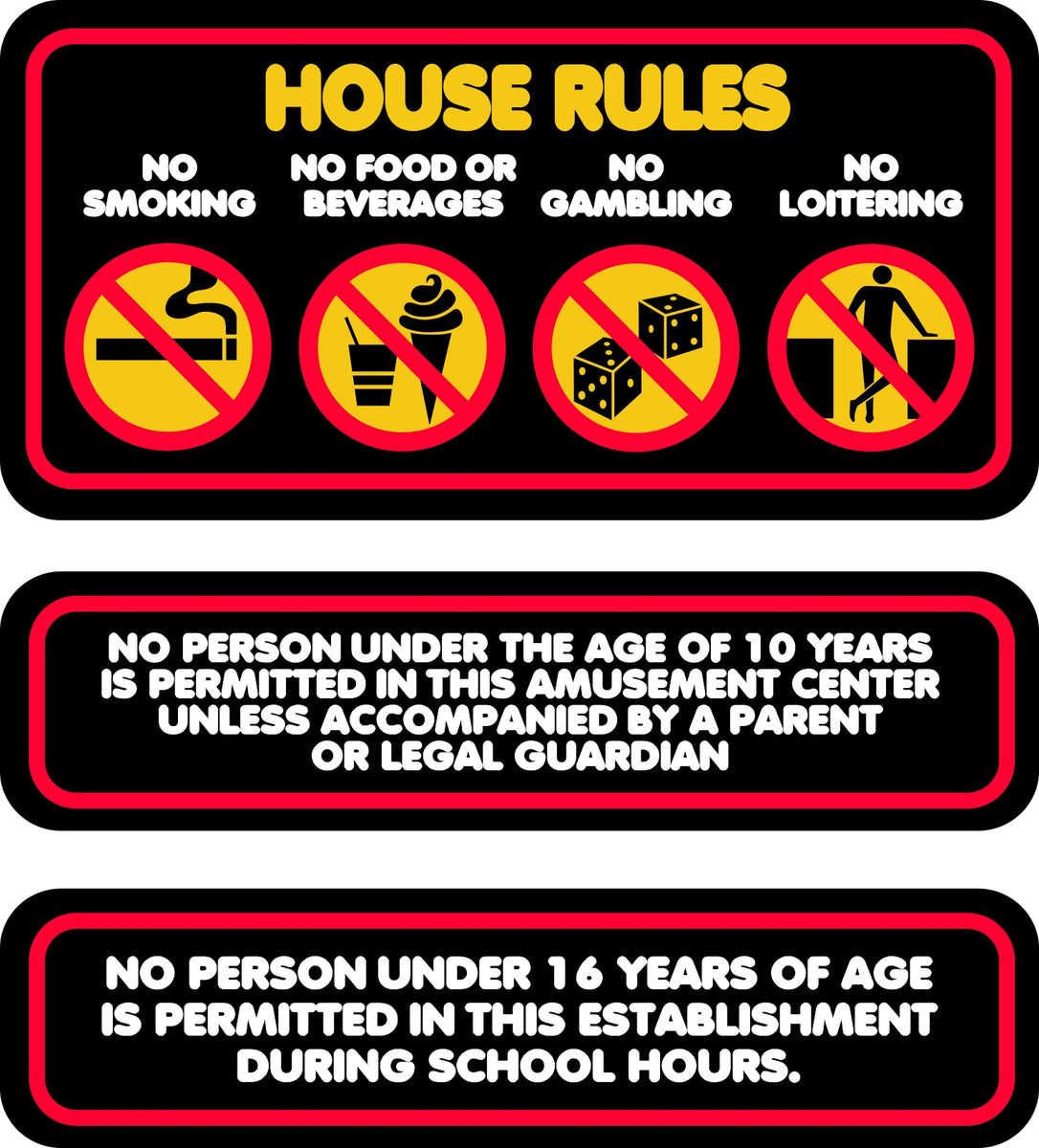 Arcade House Rules Sign – Escape Pod Online