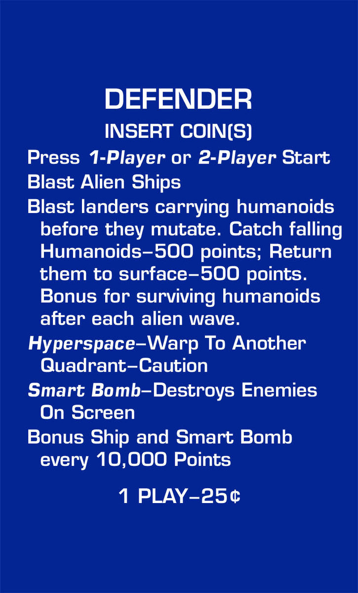Defender Instruction Decal – Escape Pod Online