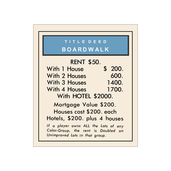 Boardwalk Monopoly Wall Graphic – Escape Pod Online