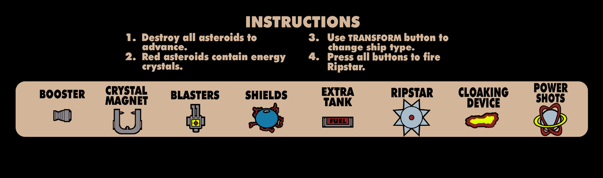 Blasteroids Instruction Decal – Escape Pod Online