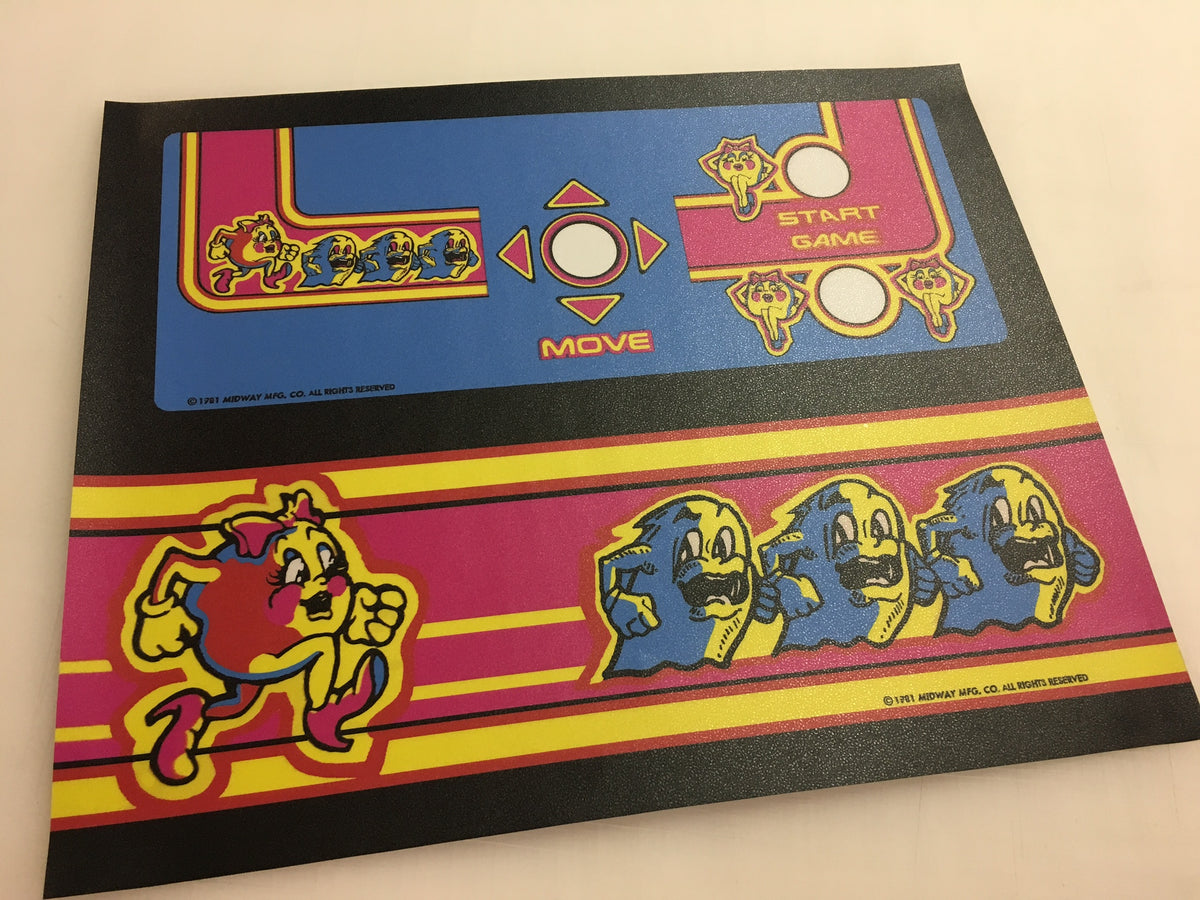Ms Pac-Man Mini Cabaret Control Panel Overlay - CPO – Escape Pod Online